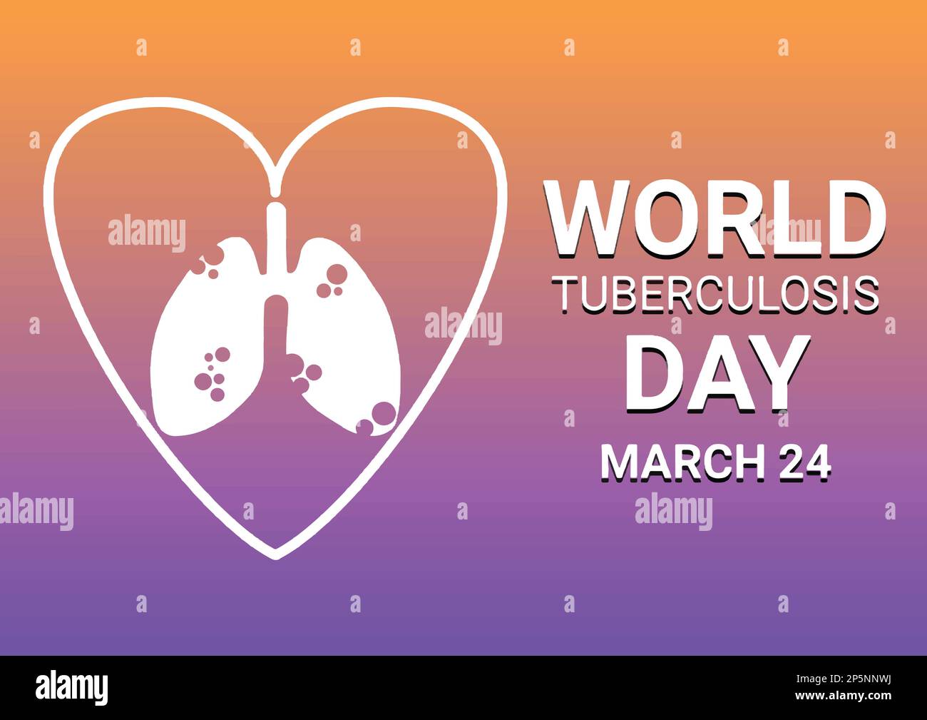 World Tuberculosis Day vector illustration. Lungs in heart. March 24. Holiday concept. Template ...