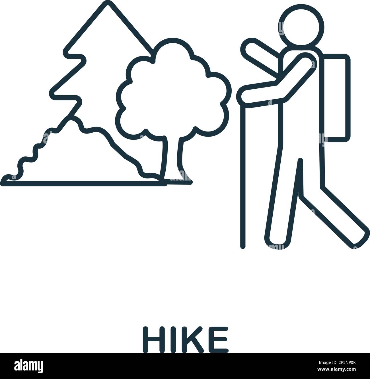 Hike line icon. Monochrome simple Hike outline icon for templates, web ...