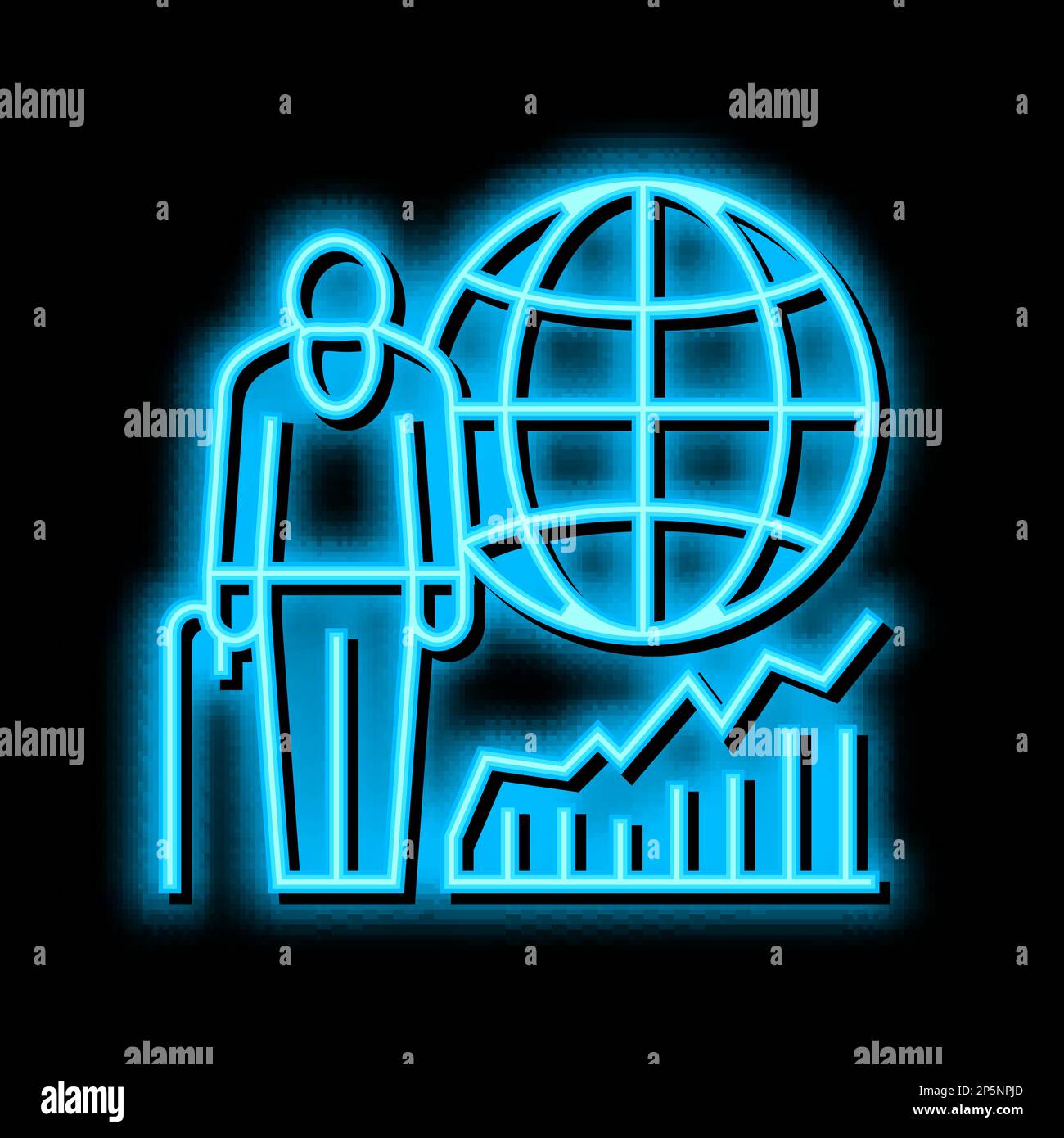 ageing social problem neon glow icon illustration Stock Vector Image ...