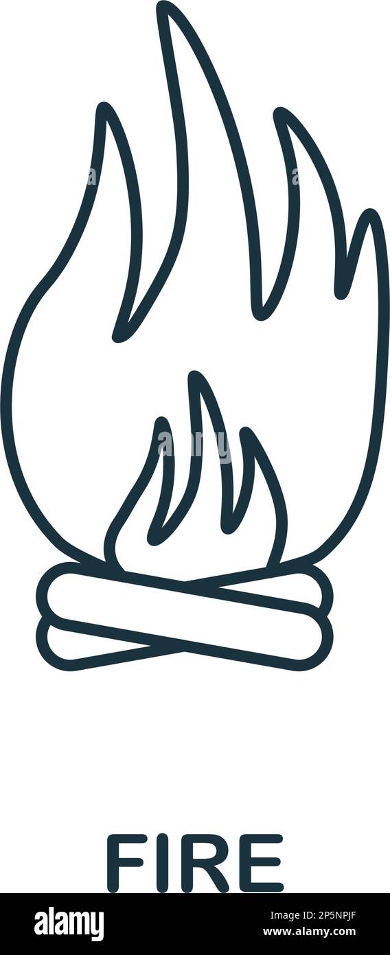Fire line icon. Monochrome simple Fire outline icon for templates, web ...