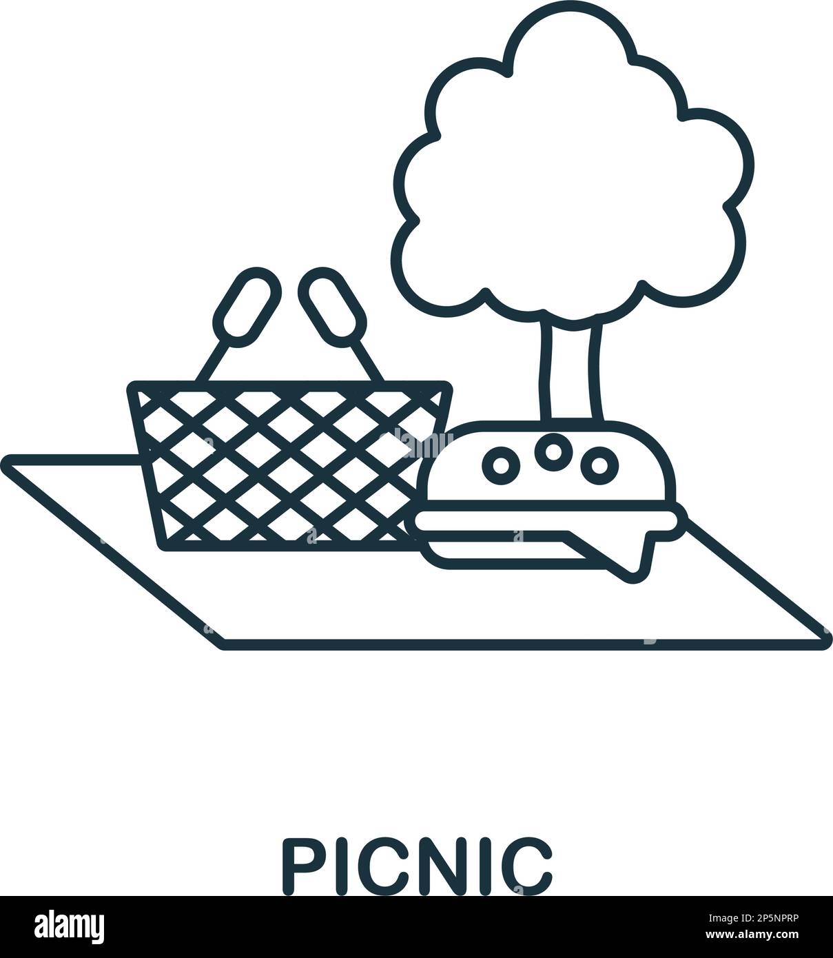 Picnic line icon. Monochrome simple Picnic outline icon for templates ...