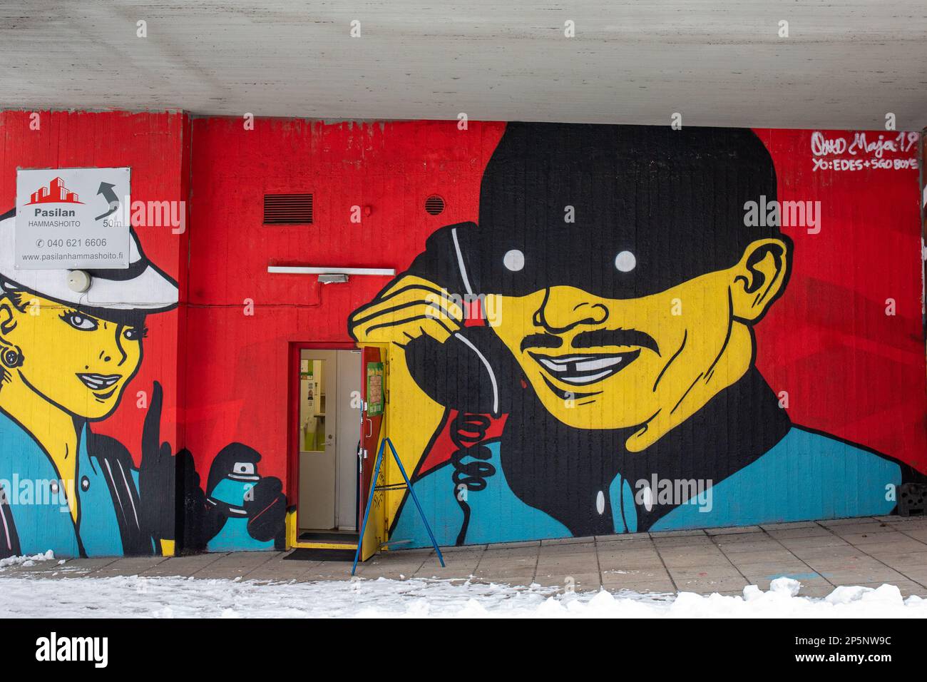 Street art for editorial use only: Large mural graffiti by Otto Maja at ...