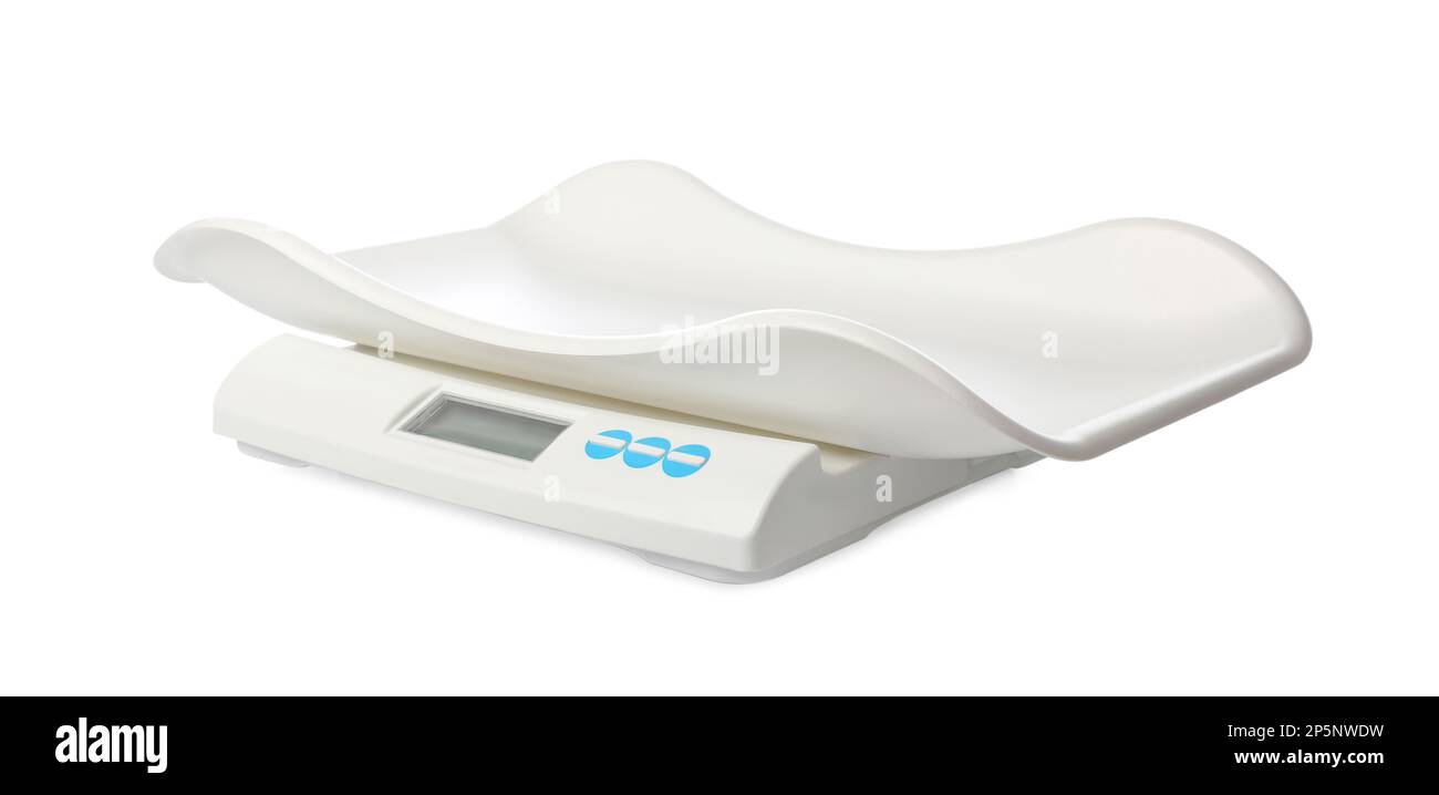 Modern digital baby scales isolated on white Stock Photo - Alamy