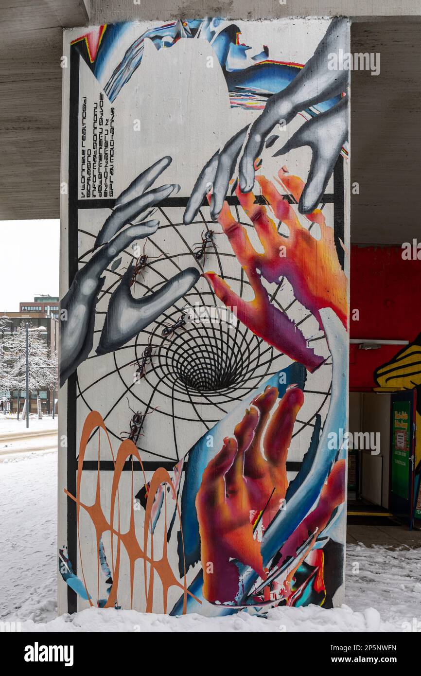Street art for editorial use only. Mural graffiti in Itä-Pasila ...
