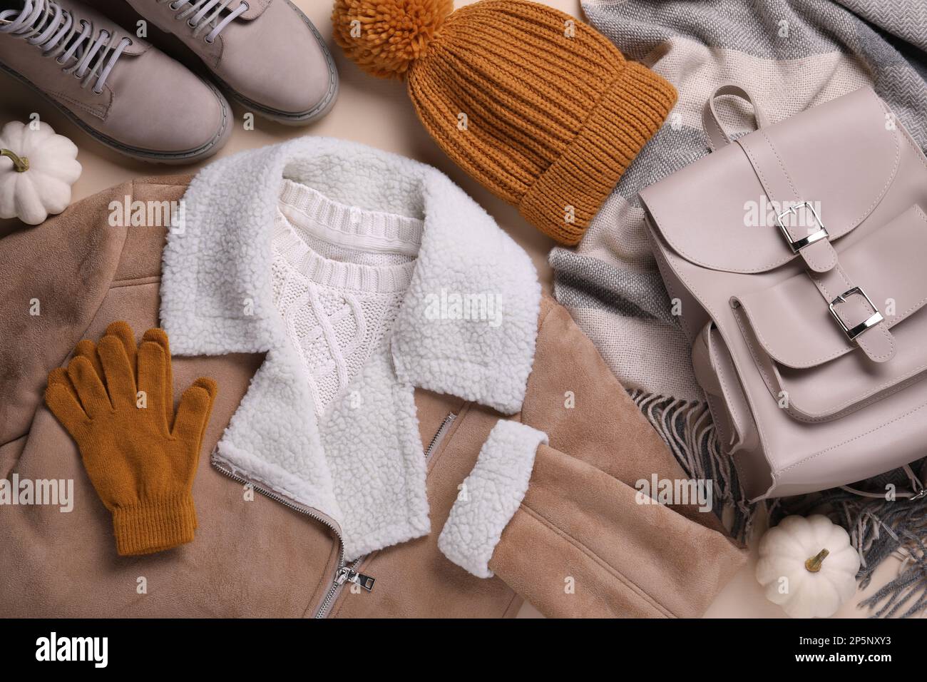 Fall fashion. Layout with woman's outfit, top view Stock Photo - Alamy