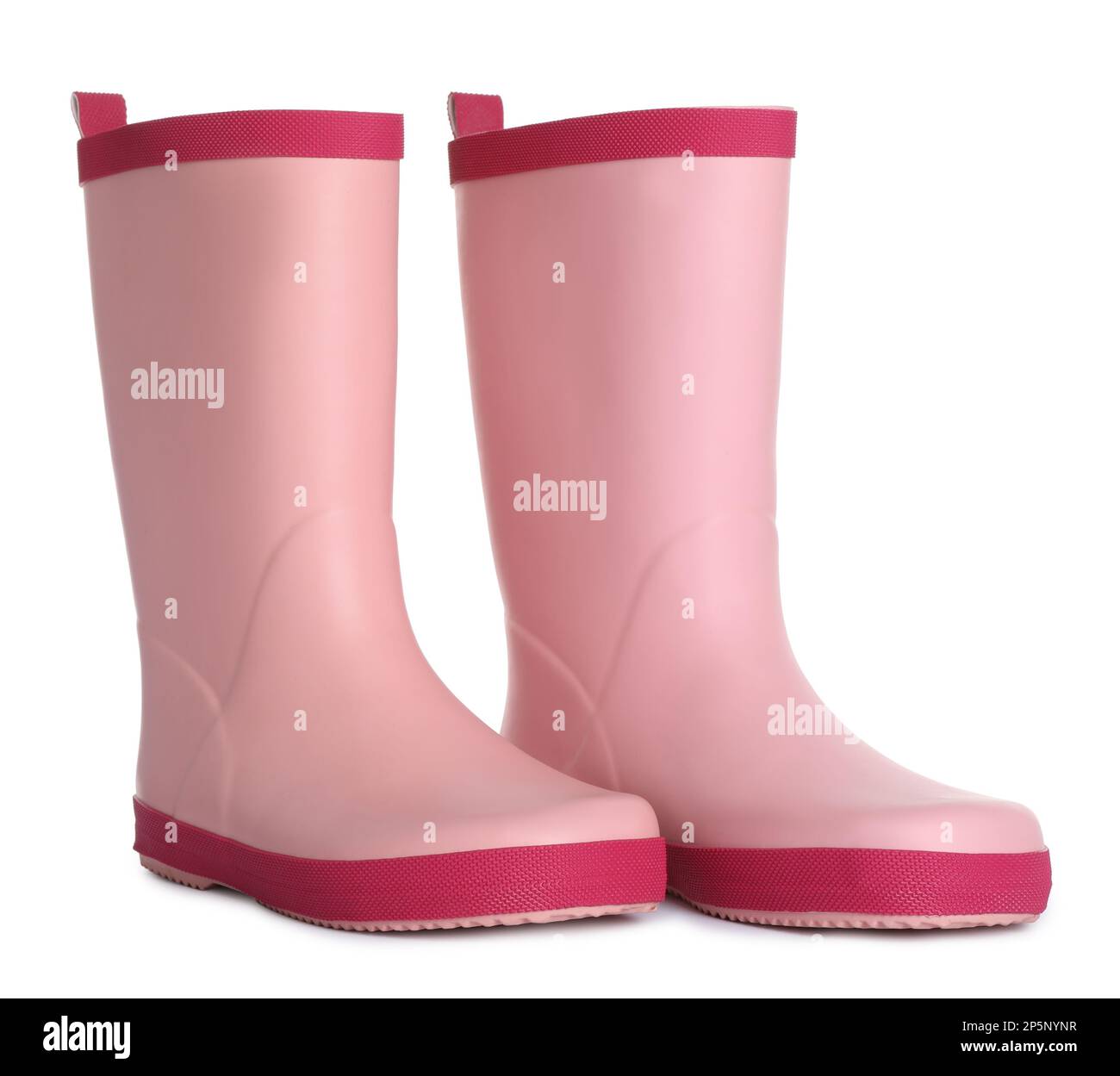 Modern pink rubber boots isolated on white Stock Photo - Alamy