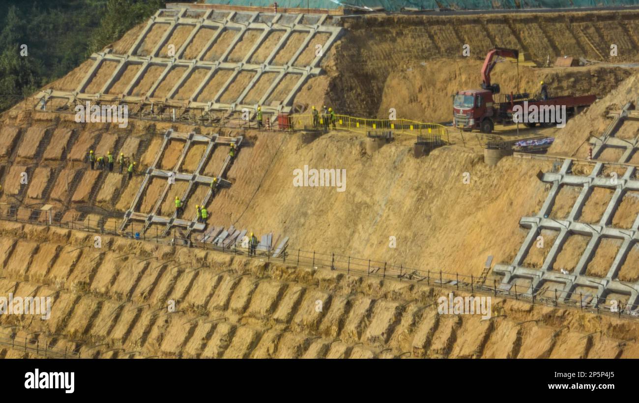 Aerial photo shows the Xunjiang River Grand Bridge of Pingnan-Cenxi ...