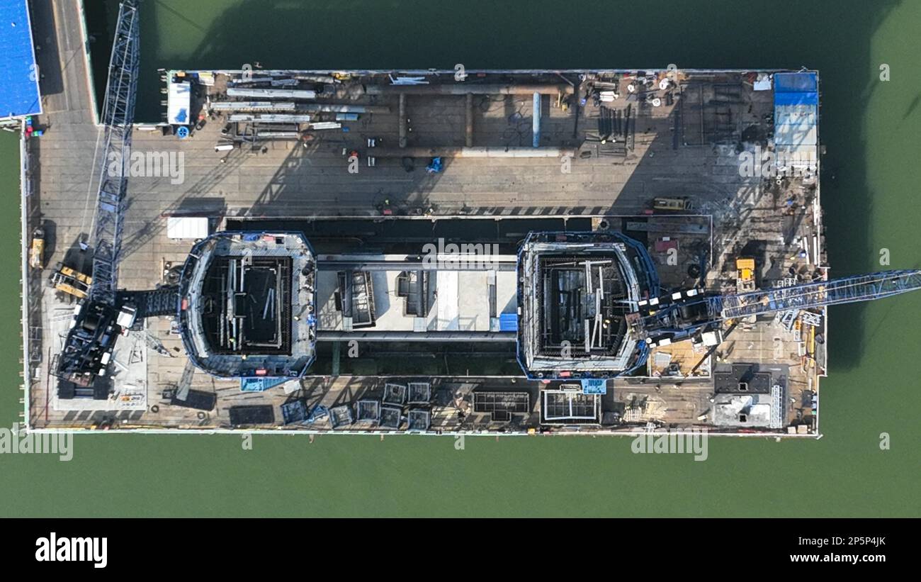 Aerial photo shows the Xunjiang River Grand Bridge of Pingnan-Cenxi ...