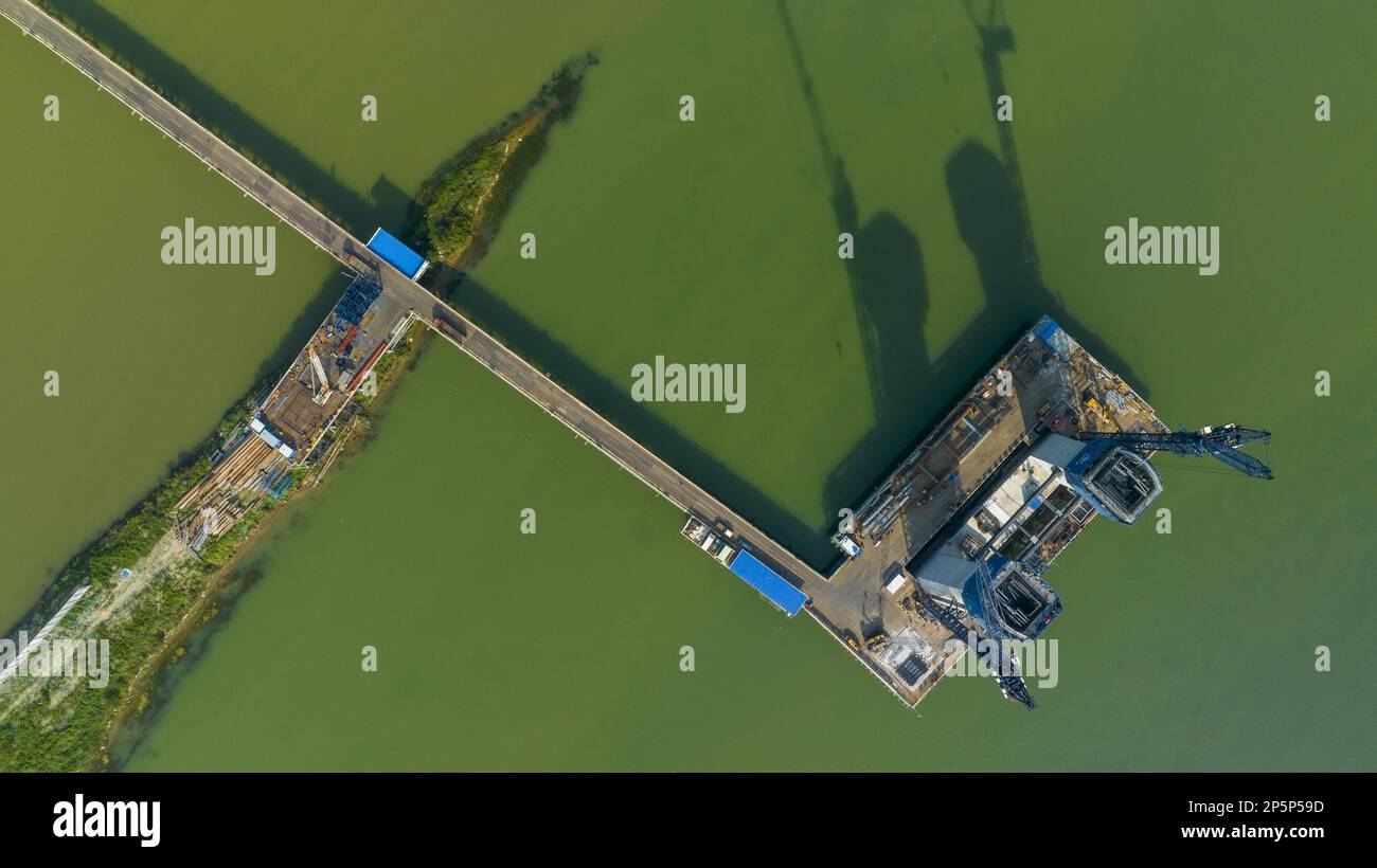 Aerial photo shows the Xunjiang River Grand Bridge of Pingnan-Cenxi ...