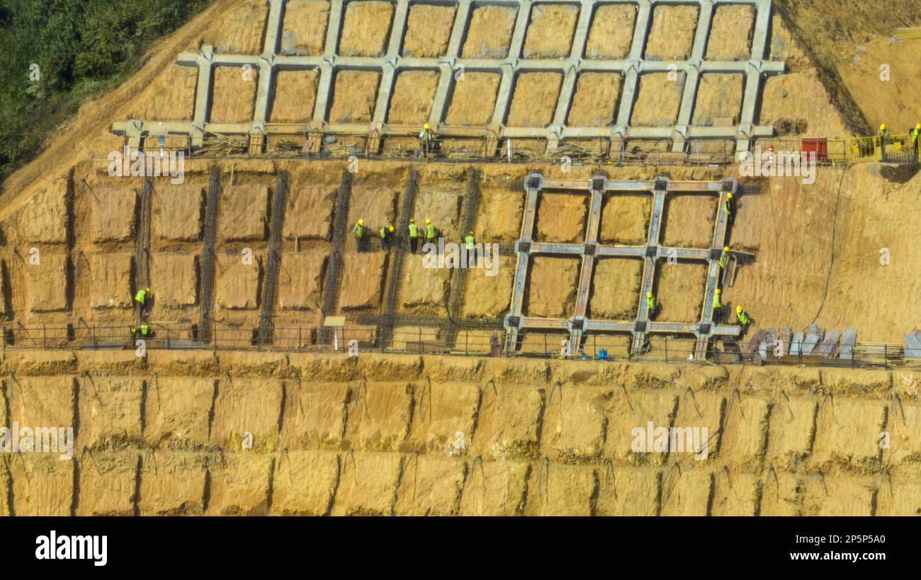 Aerial photo shows the Xunjiang River Grand Bridge of Pingnan-Cenxi ...