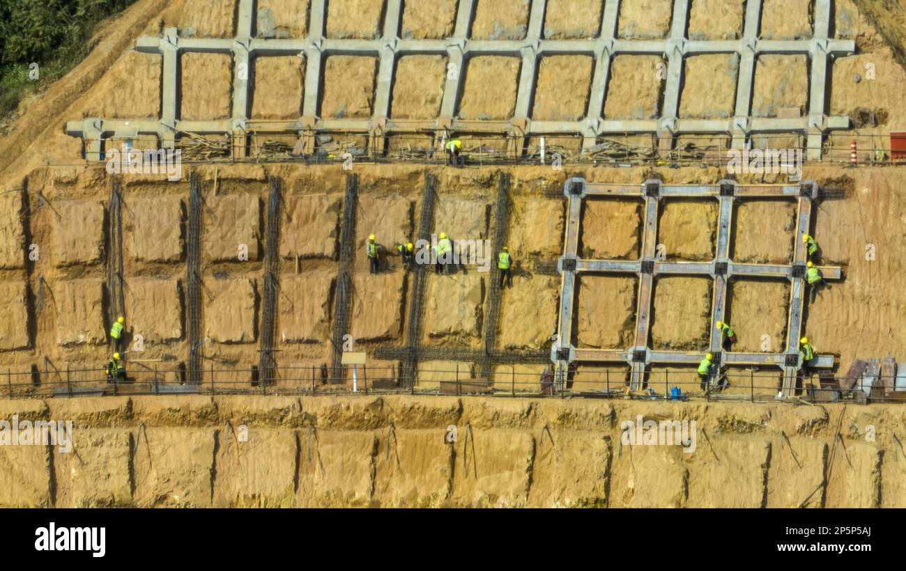 Aerial photo shows the Xunjiang River Grand Bridge of Pingnan-Cenxi ...