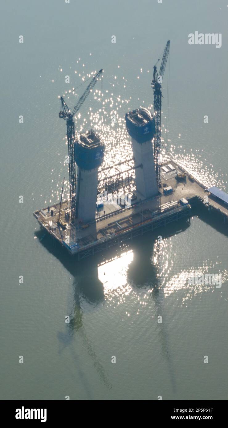 Aerial photo shows the Xunjiang River Grand Bridge of Pingnan-Cenxi ...