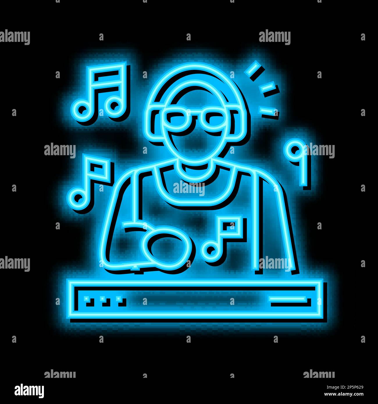dj performing music neon glow icon illustration Stock Vector Image ...