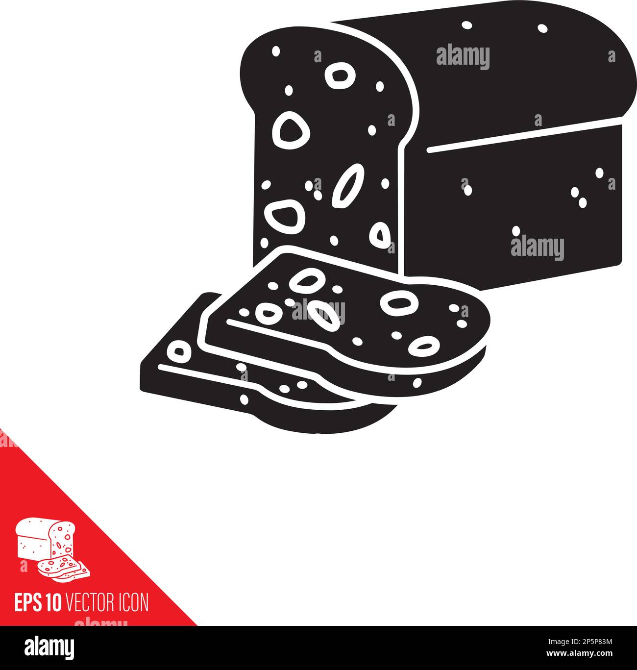 Loaf and slices of whole grain brown bread with nuts and fruits vector ...