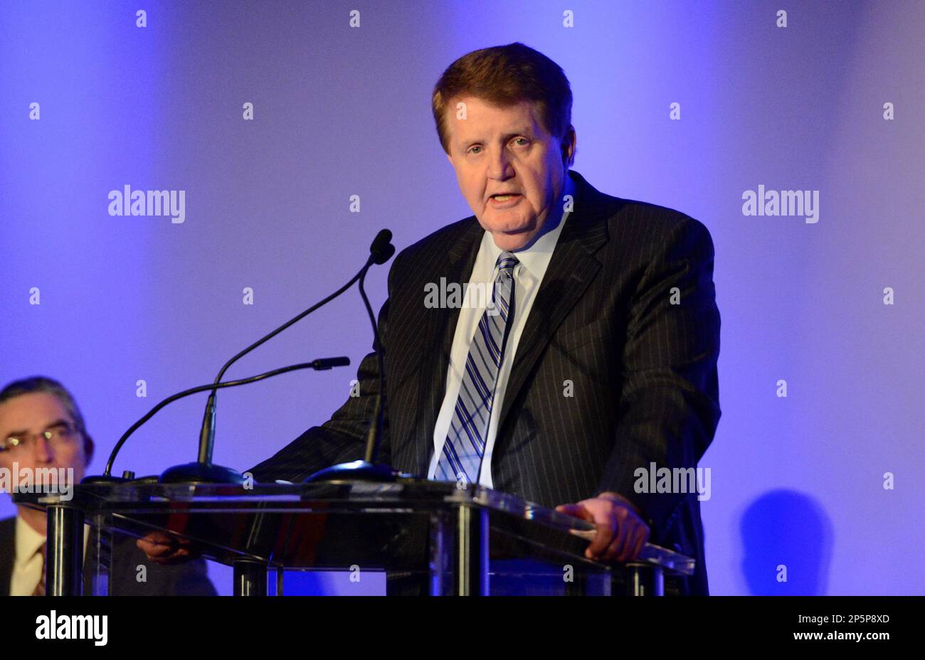 Cinemark CEO Tim Warner speaks during the reopening and remembrance ...