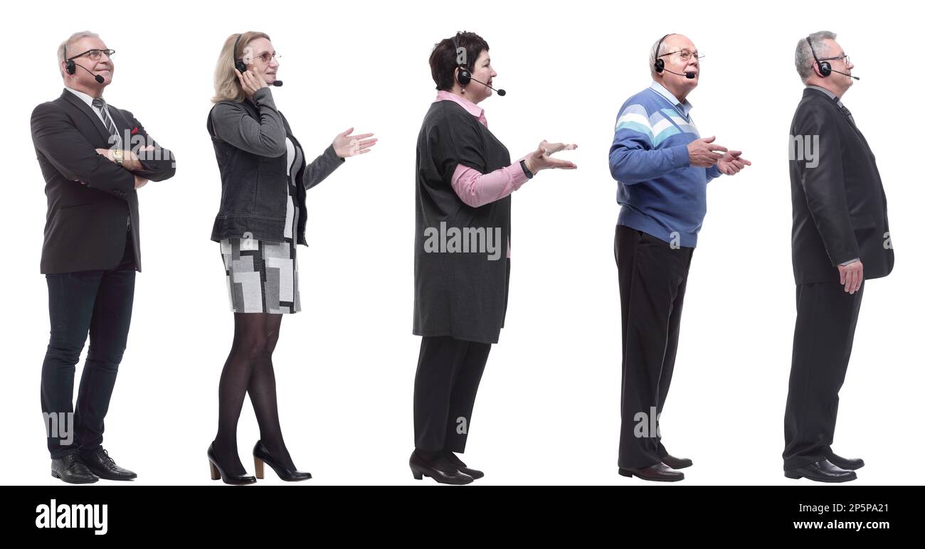 group of business people with microphone isolated Stock Photo - Alamy