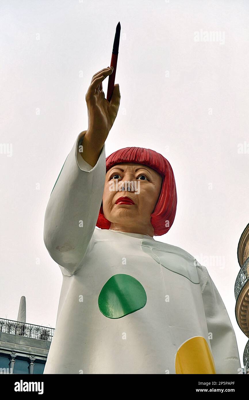 Paris, France. 06th Mar, 2023. A huge sculpture bearing the likeness of ...