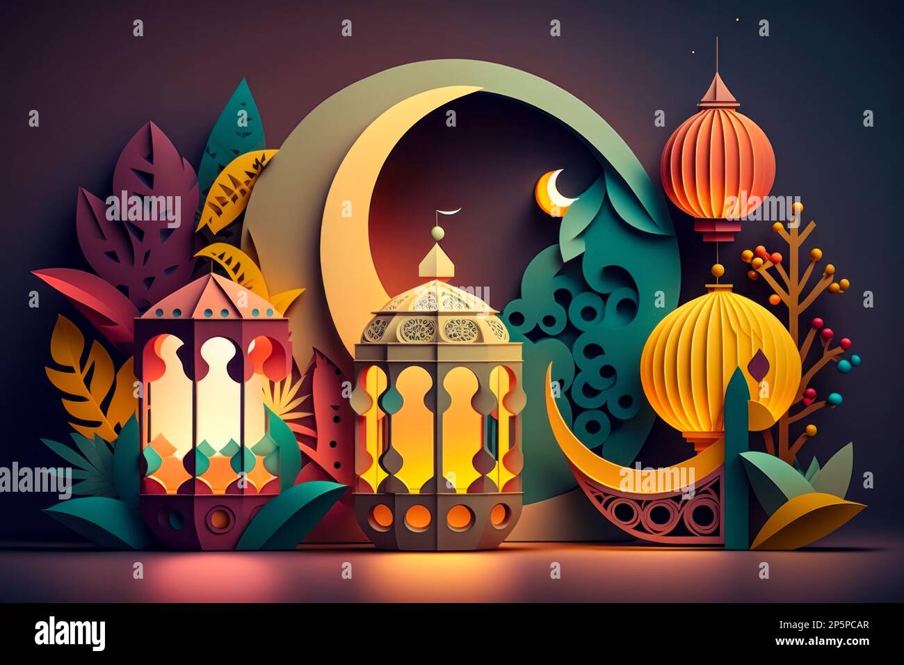 Ramadan Kareem Muslim Holy Month Arabic Lantern Islamic Holiday Design ...