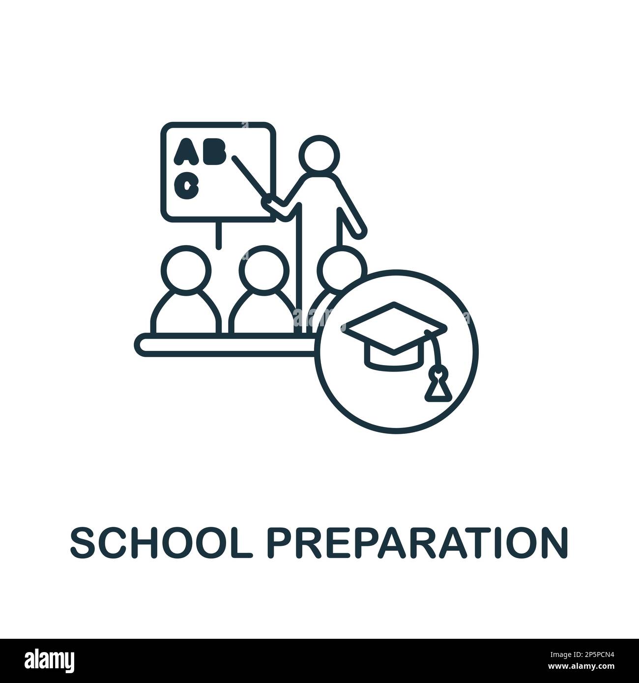 School Preparation line icon. Monochrome simple School Preparation ...