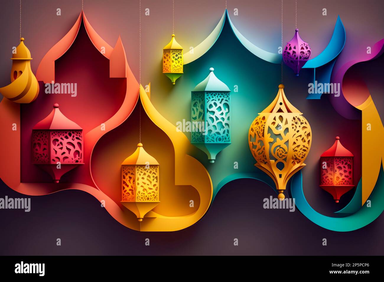 Ramadan Kareem Muslim Holy Month Arabic Lantern Islamic Holiday Design ...