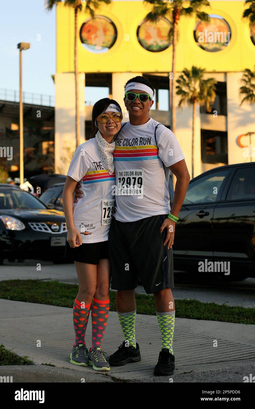 Participants of the Color Run Orlando as seen prior to the event ...