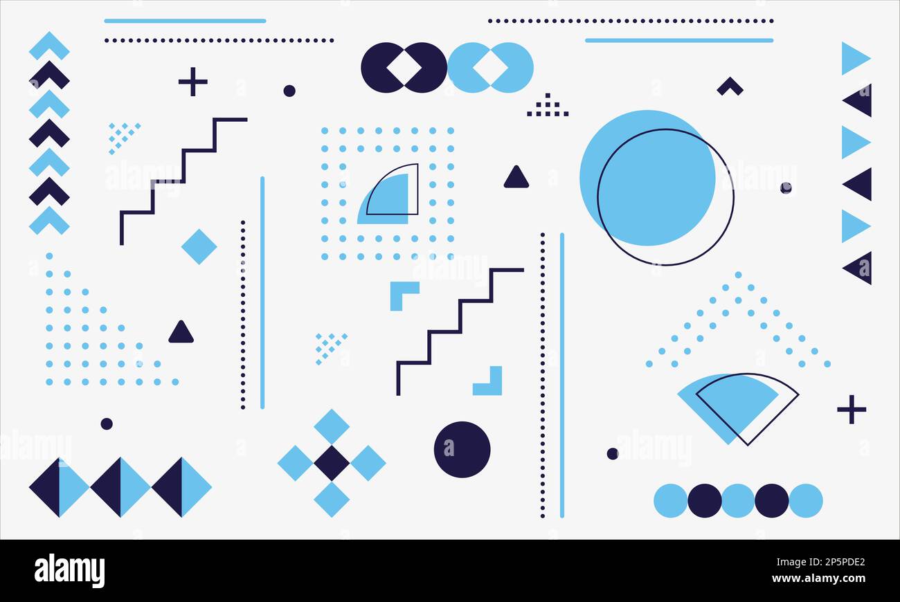 Set of memphis design elements isolated on a white background. Pattern from geometric shapes ...