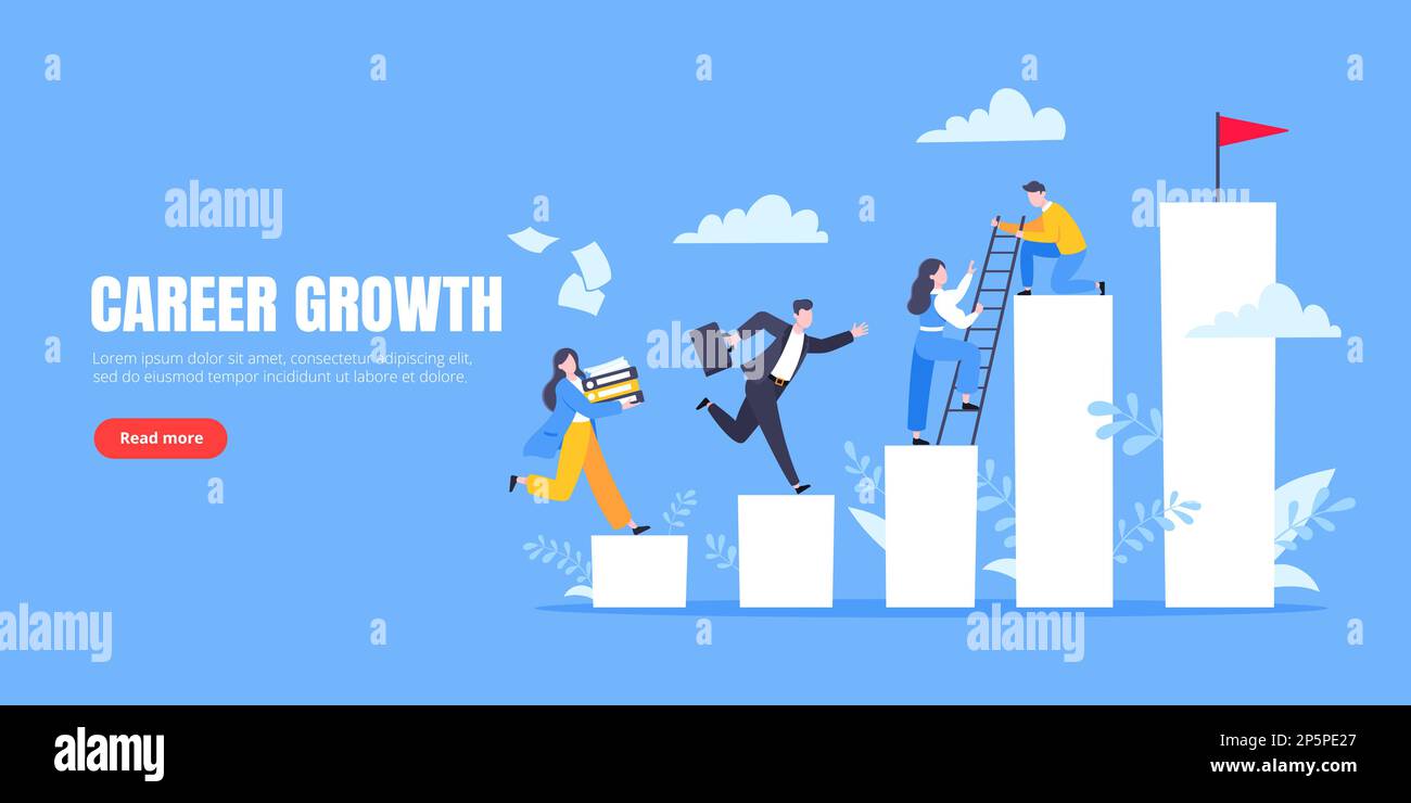 Business mentor helps to improve career and holding stairs steps vector ...