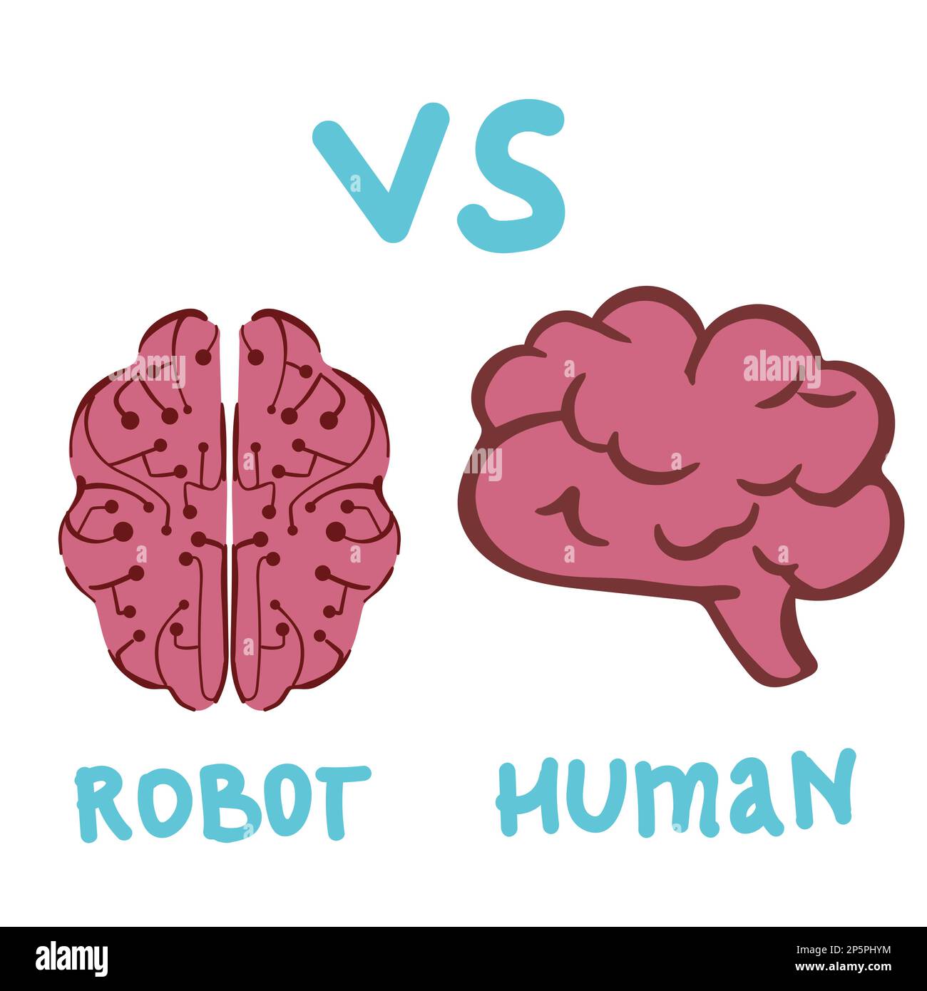 Humans vs Robots. AI artificial intelligence and human intelligence ...