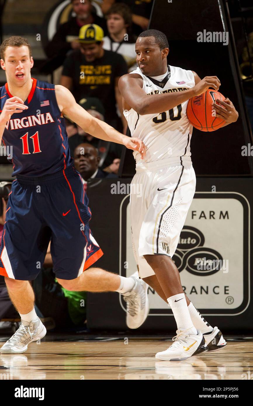 Travis McKie (30) of the Wake Forest Demon Deacons controls the ball ...