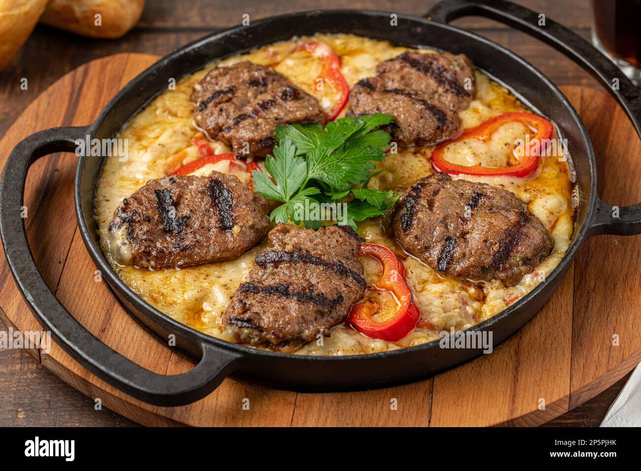 Meatballs with alinazik sauce. Traditional turkish meatballs on ...