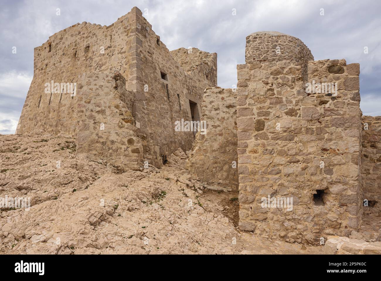 At the base of the ruins of Fortress Fortica built to monitor the sea ...