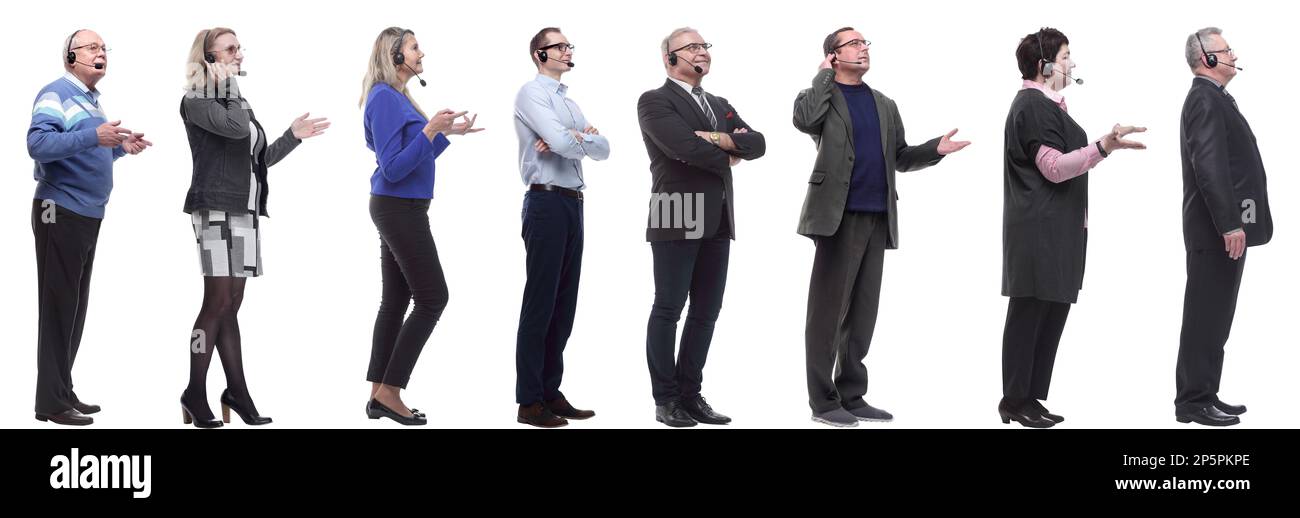 group of business people with microphone isolated Stock Photo - Alamy