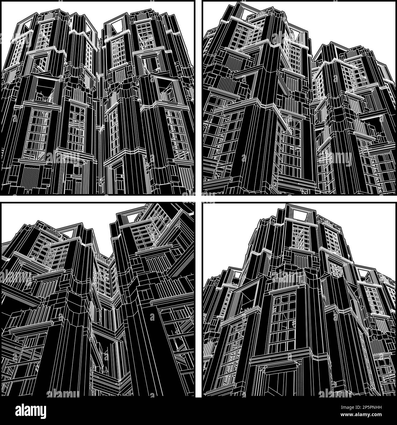 Abstract Art Deco Building Construction Structure Vector. Illustration ...