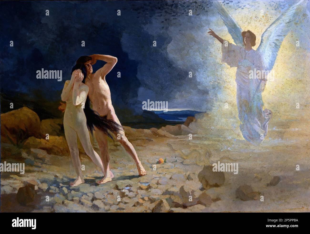 Adam Eve by Paride Pascucci 1866 - 1954 Italy, Italian, (Adam and Eve, Garden of Eden, Paradise ...