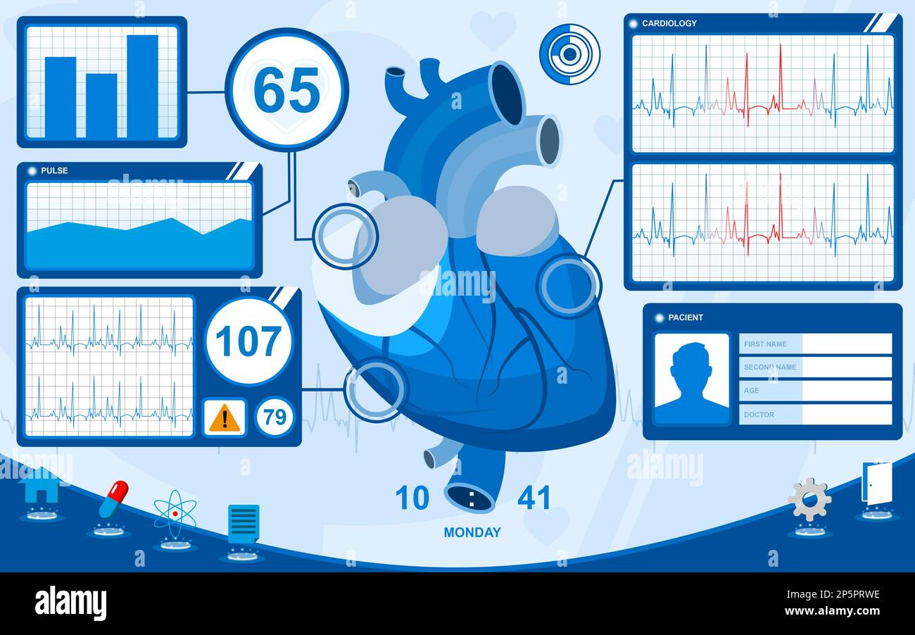 Interface of medical application cardiological diagnostic, illustration ...