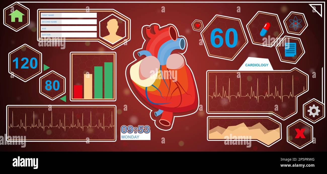 Interface of medical application cardiological diagnostic, illustration ...