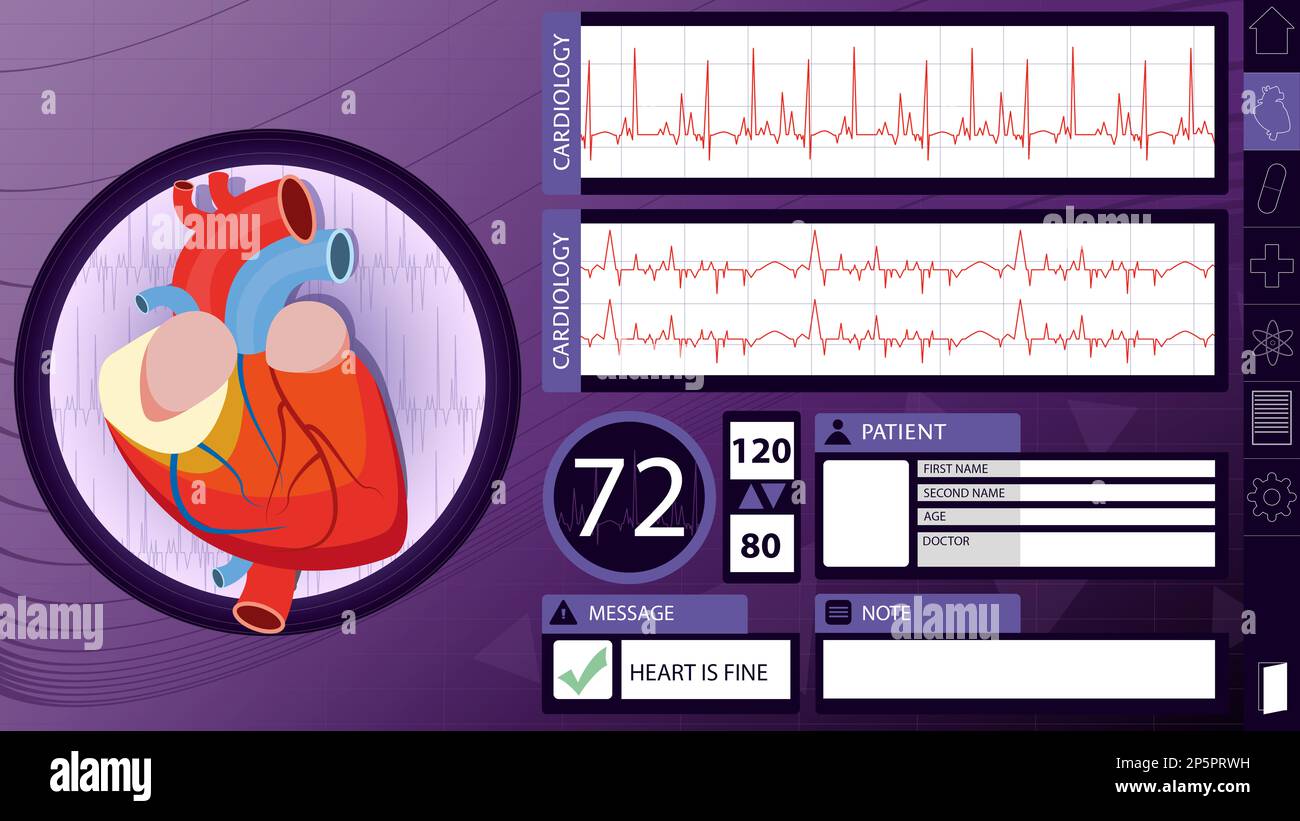 Interface of medical application cardiological diagnostic, illustration ...