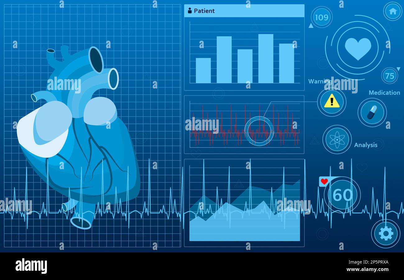 Interface of medical application cardiological diagnostic, illustration ...