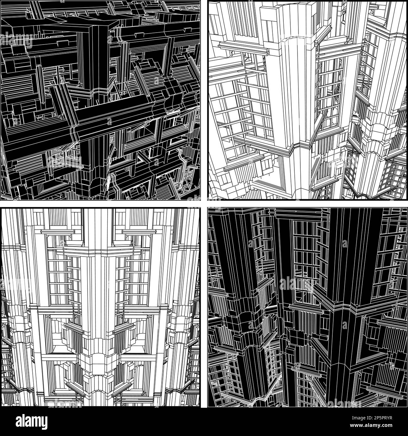 Abstract Art Deco Building Construction Structure Vector. Illustration ...