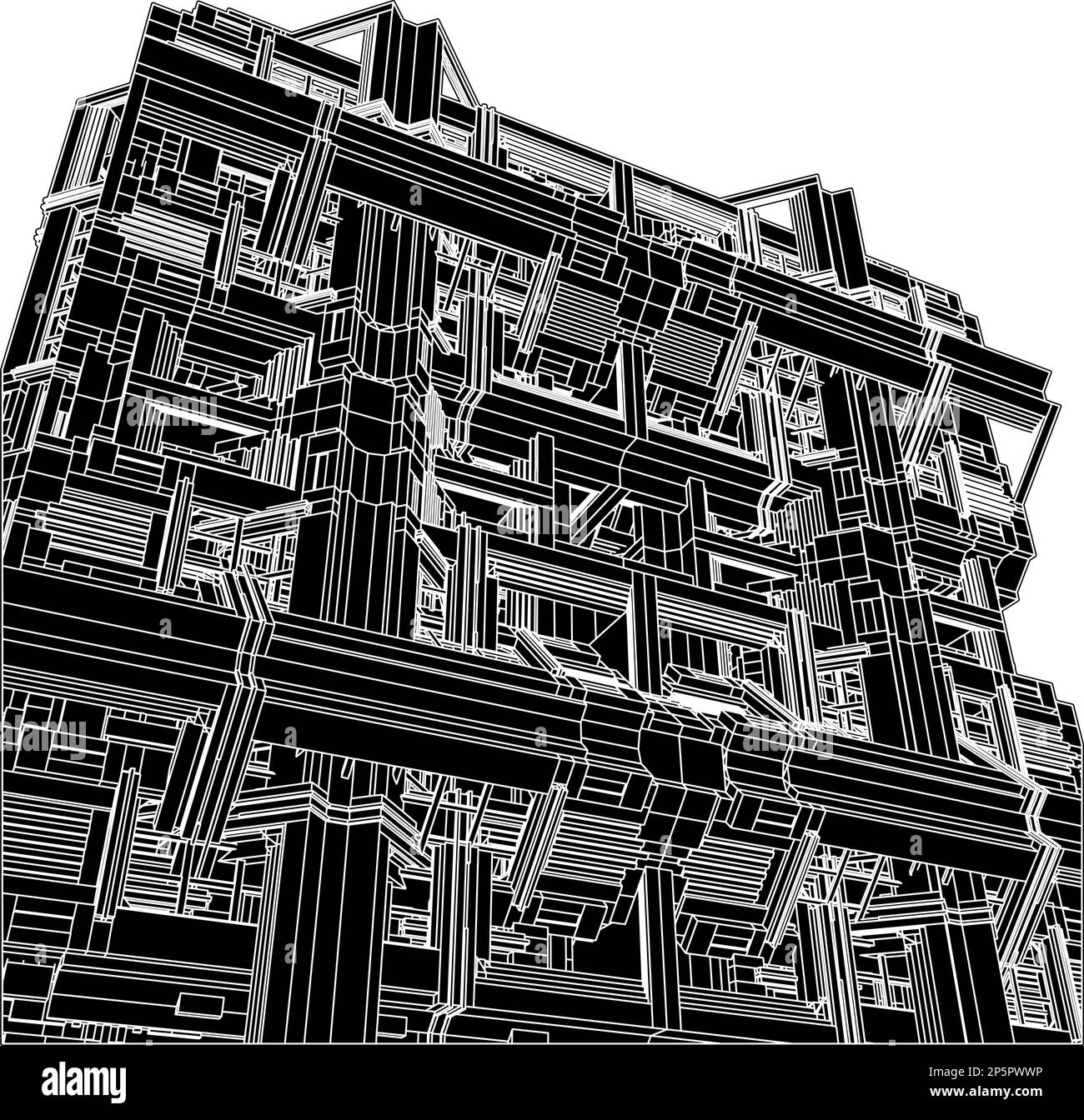 Abstract Art Deco Building Construction Structure Vector. Illustration Isolated On White ...