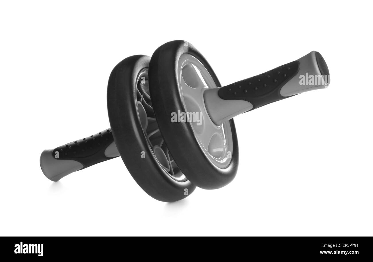 Abdominal wheel isolated on white. Sports equipment Stock Photo - Alamy