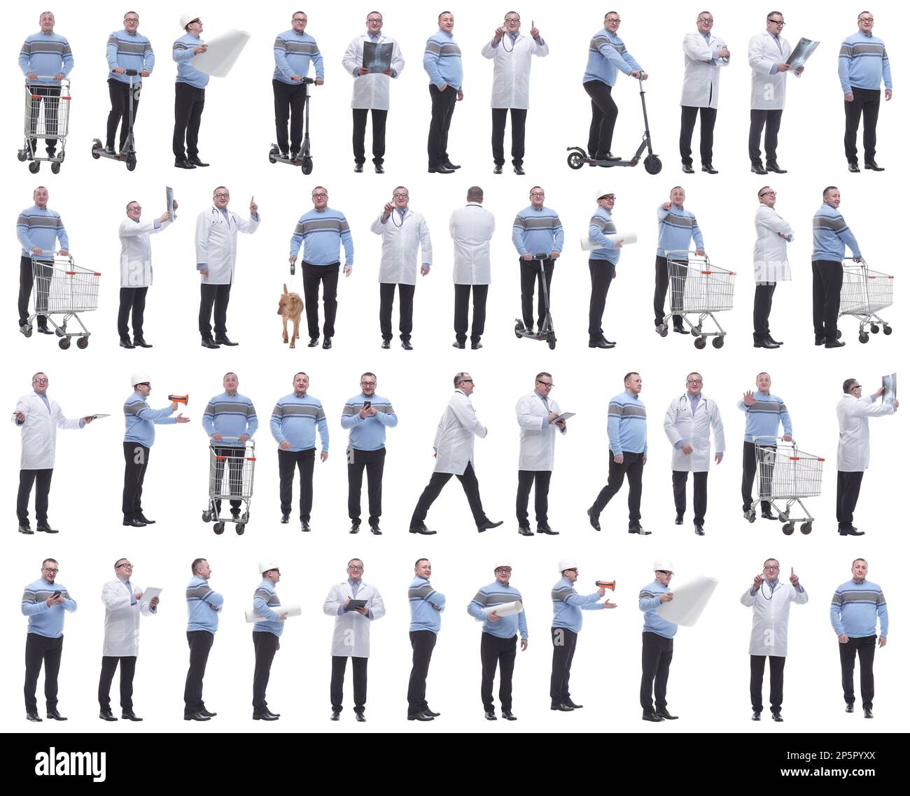 collage of a man in full growth displaying many professions and ...
