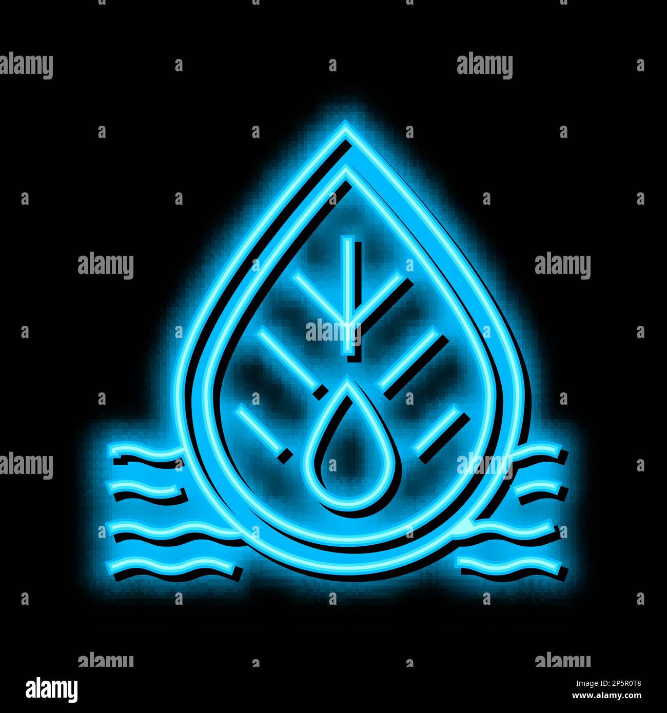 quality of waste water and surrounding water neon glow icon ...