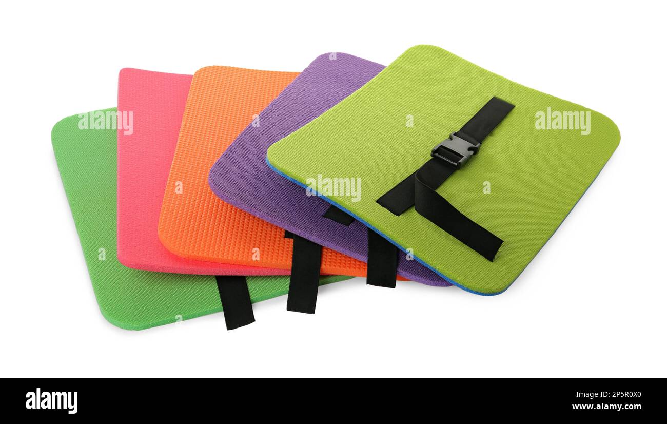 Bright foam tourist seat mats isolated on white Stock Photo - Alamy