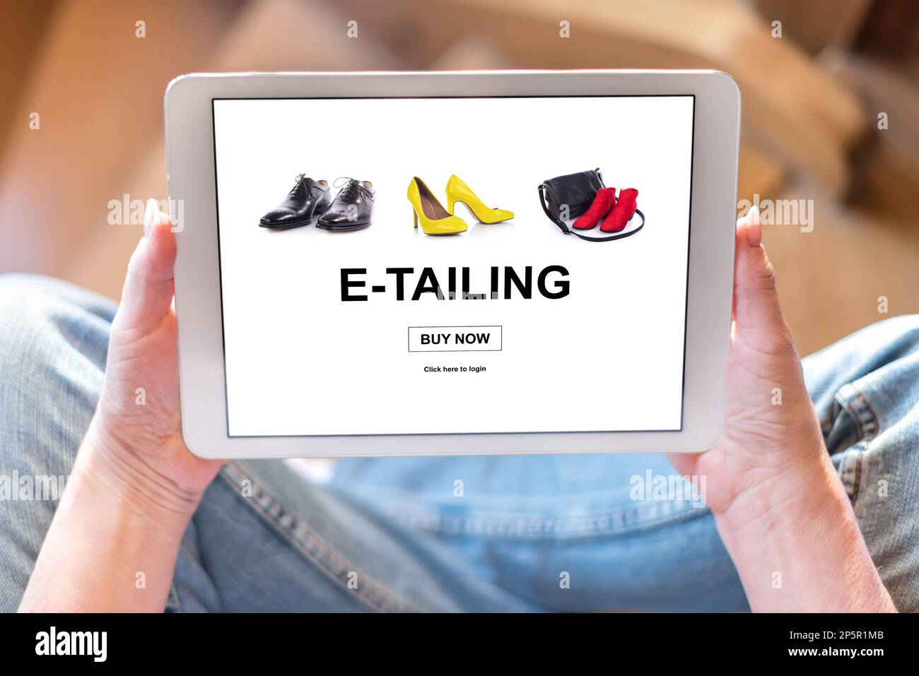 Tablet screen displaying an e-tailing concept Stock Photo - Alamy