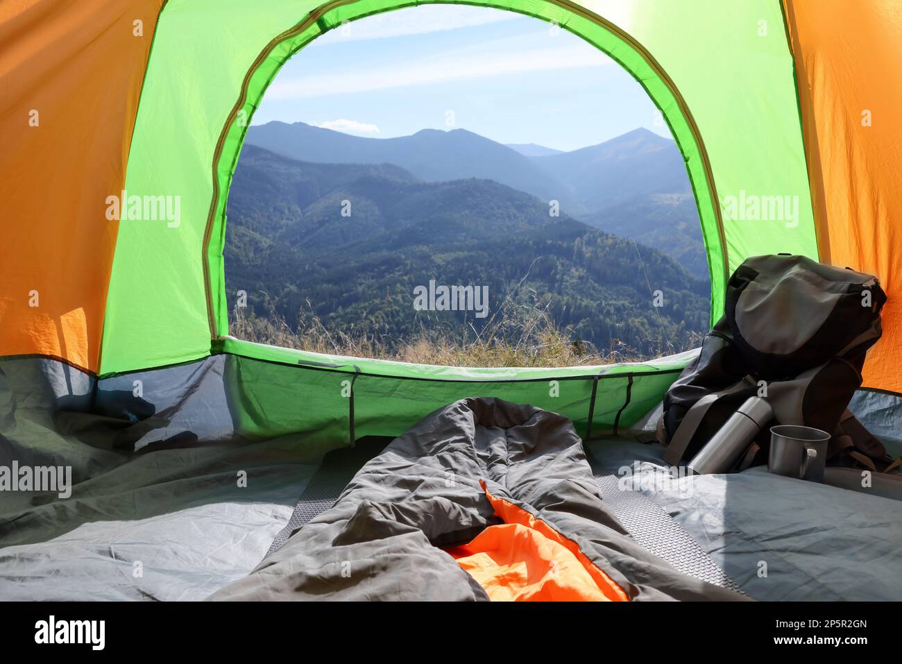 Sleeping bag inside tent hi-res stock photography and images - Alamy