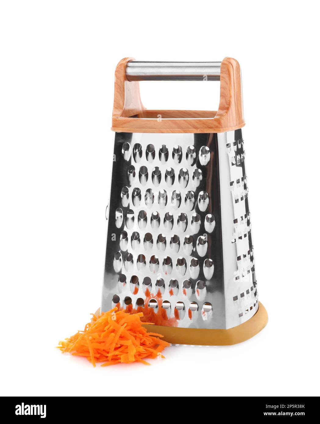 Stainless steel grater and fresh carrot on white background Stock Photo ...