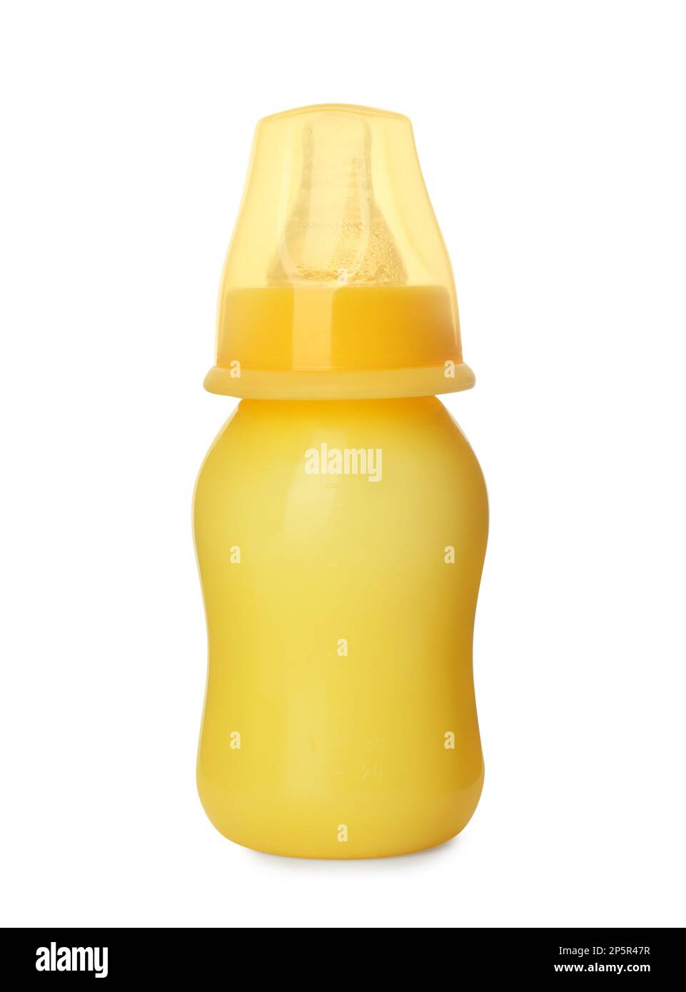 Feeding bottle with infant formula on white background. Baby milk Stock ...