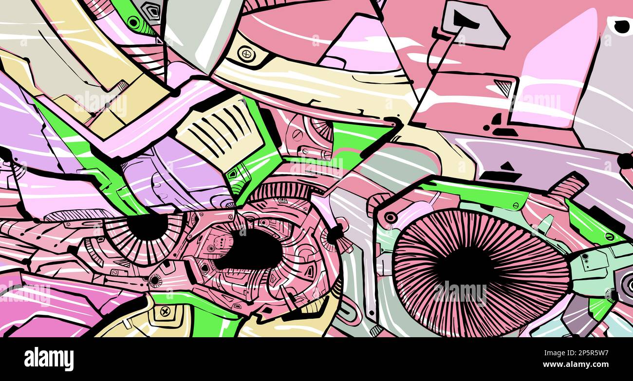 hand drawn mecha abstract background Stock Vector Image & Art - Alamy
