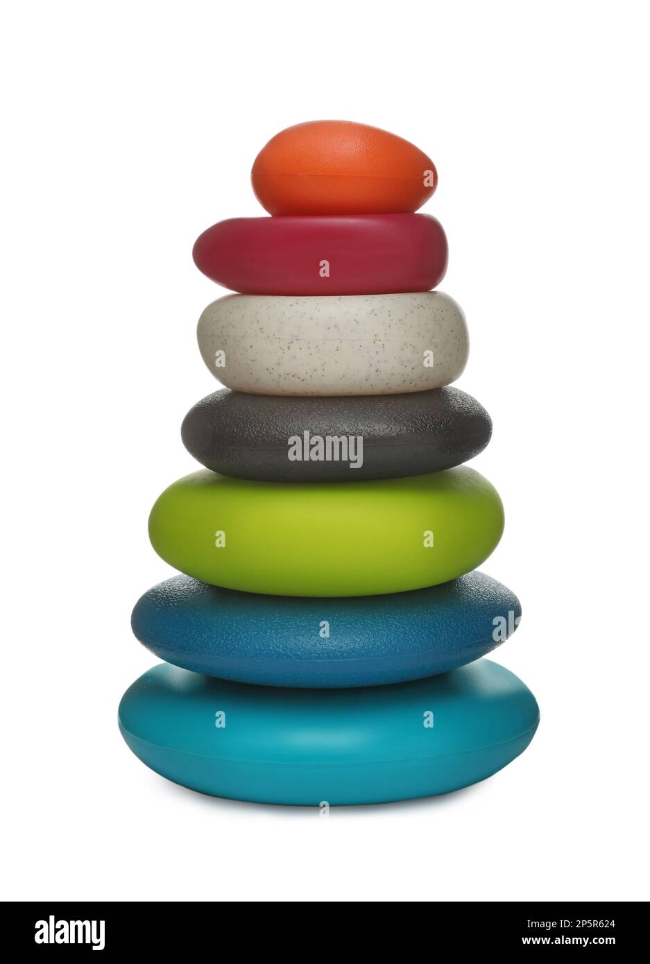 Plastic colorful toy pyramid isolated on white Stock Photo - Alamy